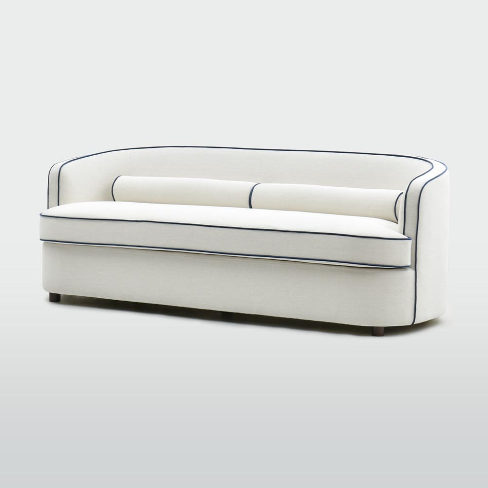 Brighton Hamptons 3 seat sofa Ivory with blue piping – Florabelle Living